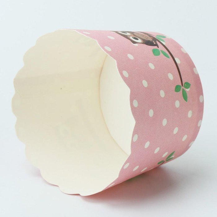 50Pcs Baking Cups Pattern Pink Polka Dot Owl for Cupcake and Muffin N5 ...