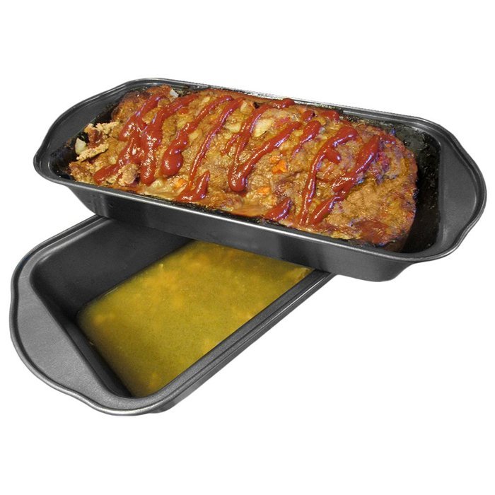 Evelots 2 Piece Non Stick Meatloaf Pan Drains Fat As It Cooks - Cooking ...