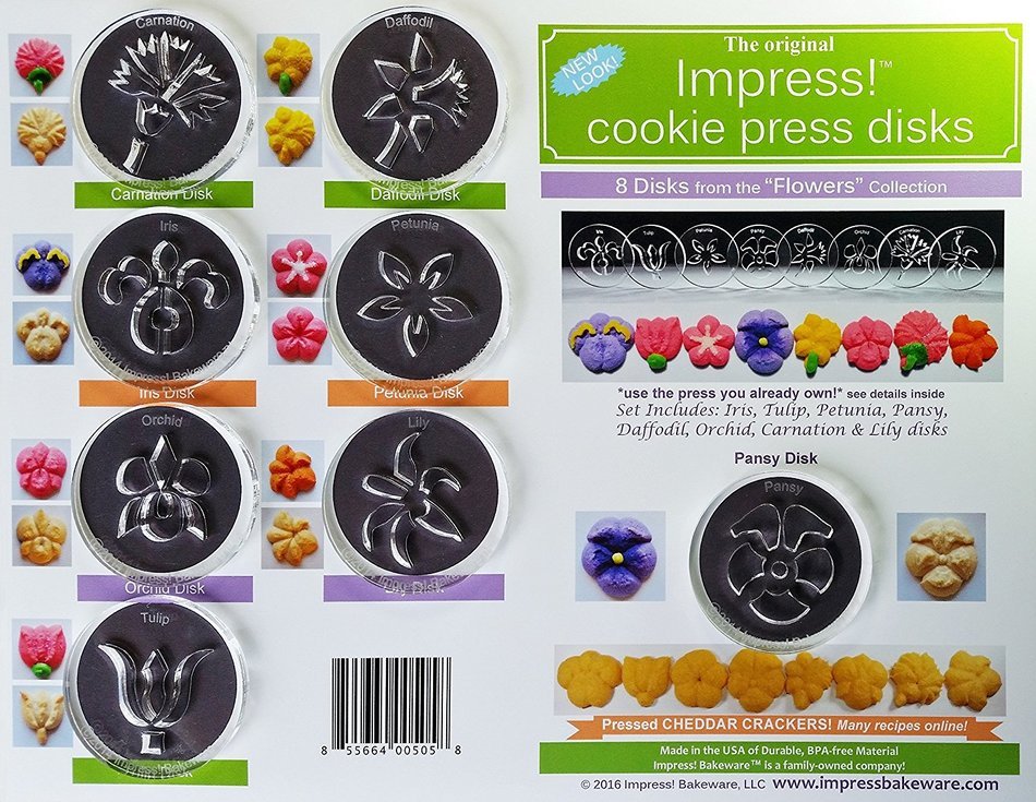 Flowers 8 Disk Set for Cookie Presses (SIZE M disks for presses that ...