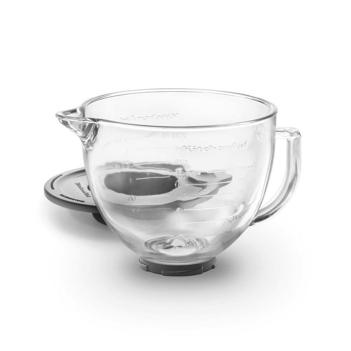 Tilt-Head Glass Bowl with Measurement Markings & Lid, For Kitchen 5-Qt ...