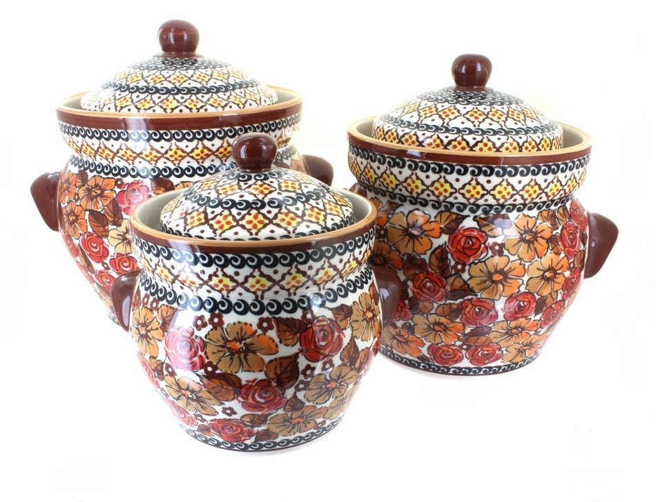 Polish Pottery Autumn Rose Large Canister Set free image download