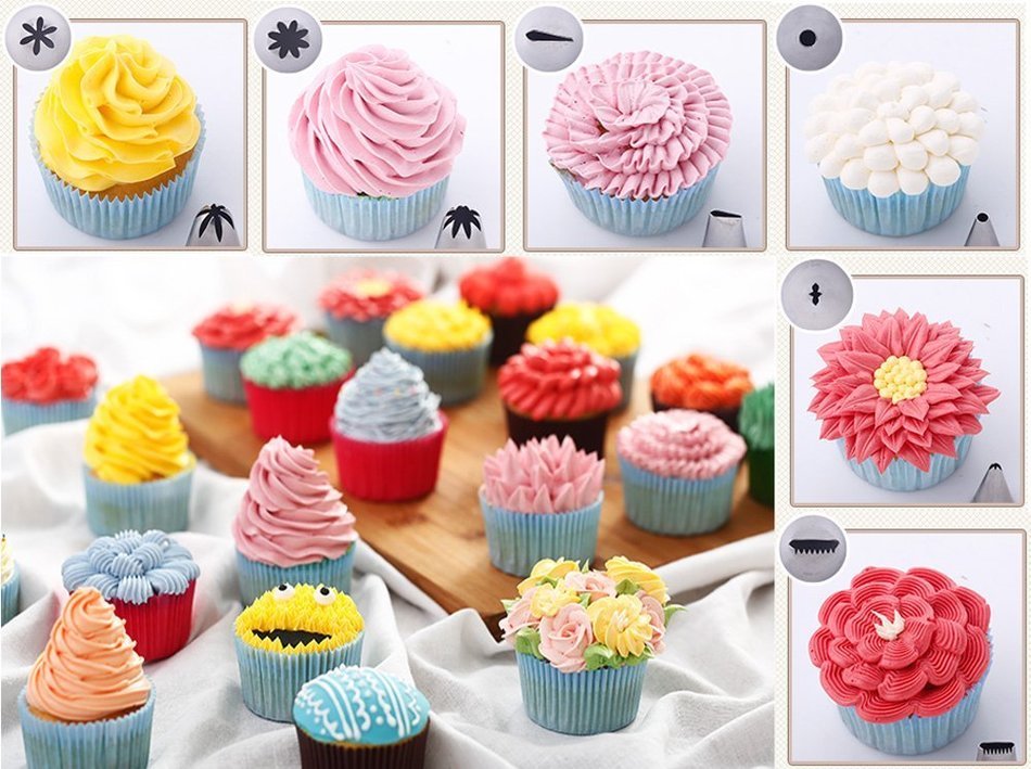 Acekit 6 Pack of Icing Piping Nozzles Cake Decoration Tips Home Baking ...