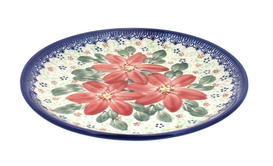 Polish Pottery Poinsettia Dessert Plate free image download