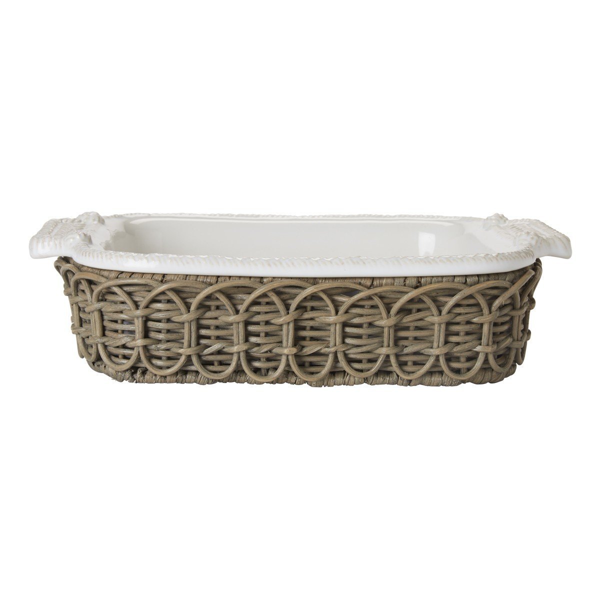 Juliska Waveney Wicker Grey Wash Square Baker Caddy - Baking Dish is ...