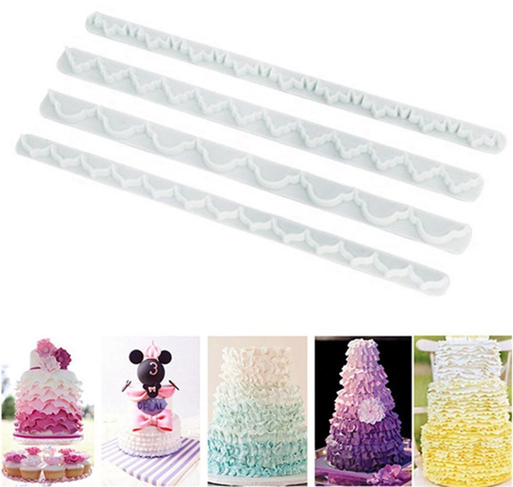 Beauty Clubs 4pcs Frill Edge Lace Riboon Fondant Icing Sugarcraft Cake ...