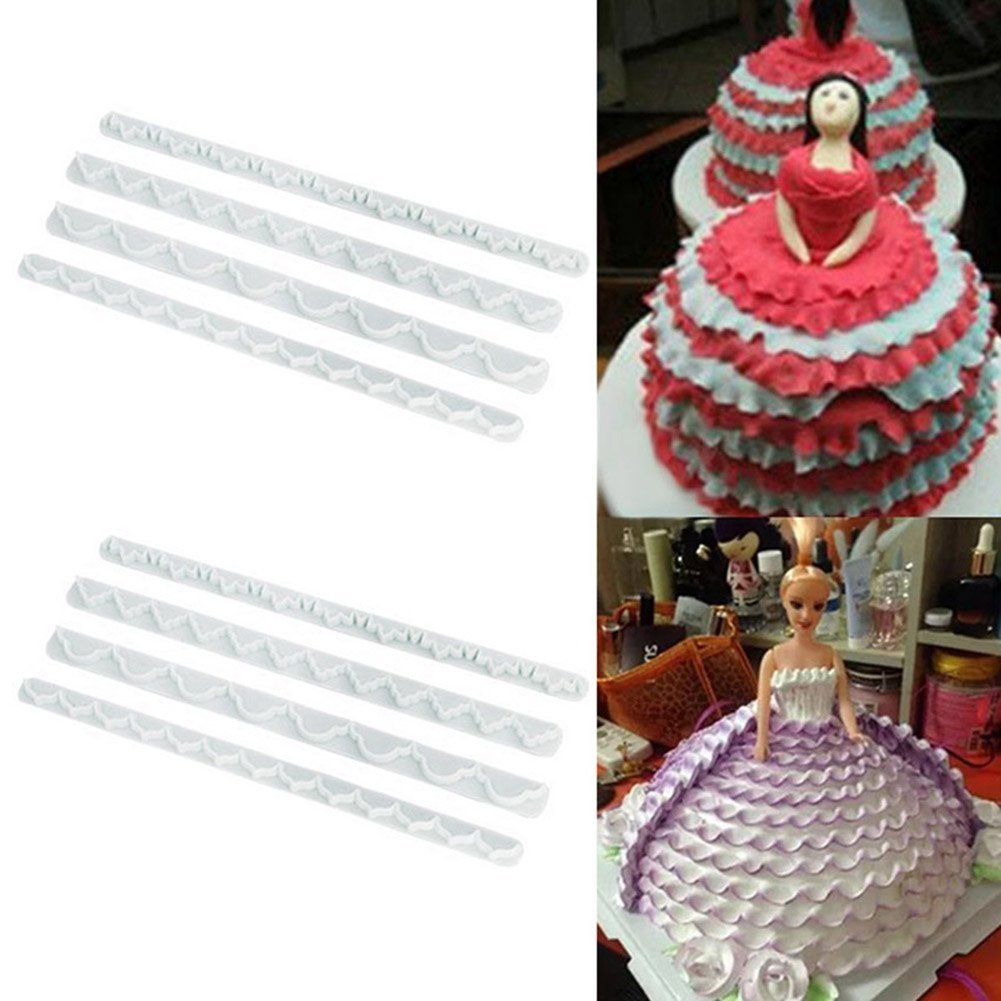 Beauty Clubs 4pcs Frill Edge Lace Riboon Fondant Icing Sugarcraft Cake Decorating Mold Cutter N5 ...