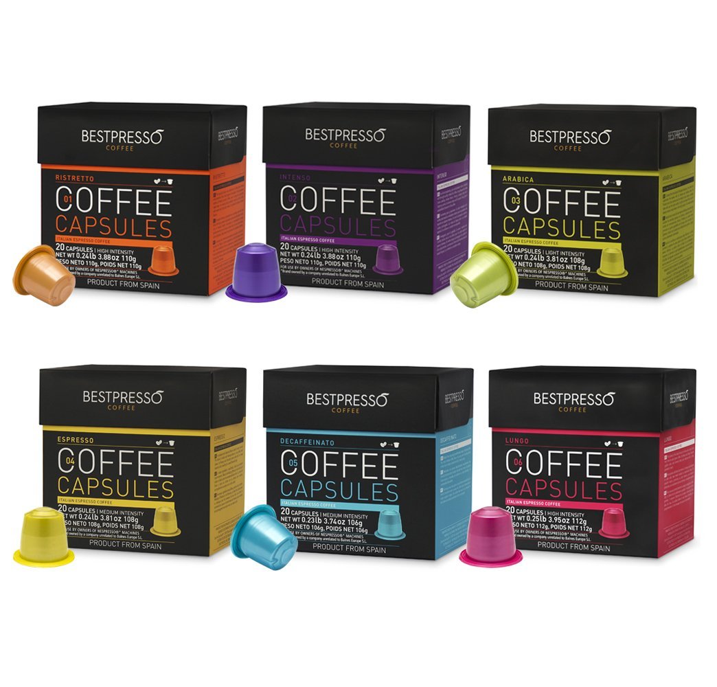 Nespresso Compatible Gourmet Coffee Capsules-60 Pod Variety Pack for ...