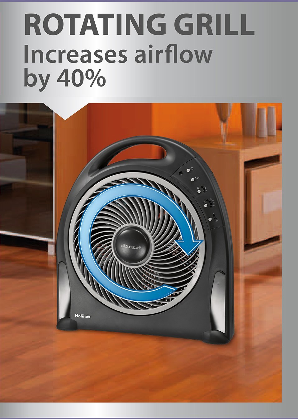 Holmes 12 Inch Blizzard Remote Control Power Fan with Rotating Grill N7 ...