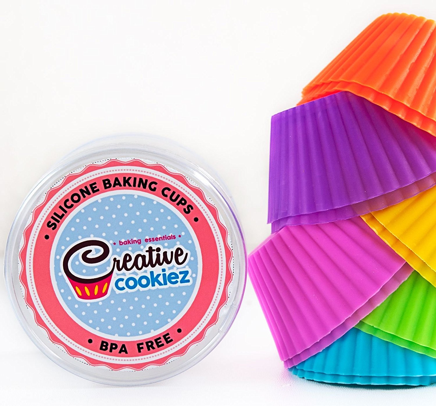 Silicone Baking Cups Baking Set of 12 in 6 Colors and a Heart Shaped ...