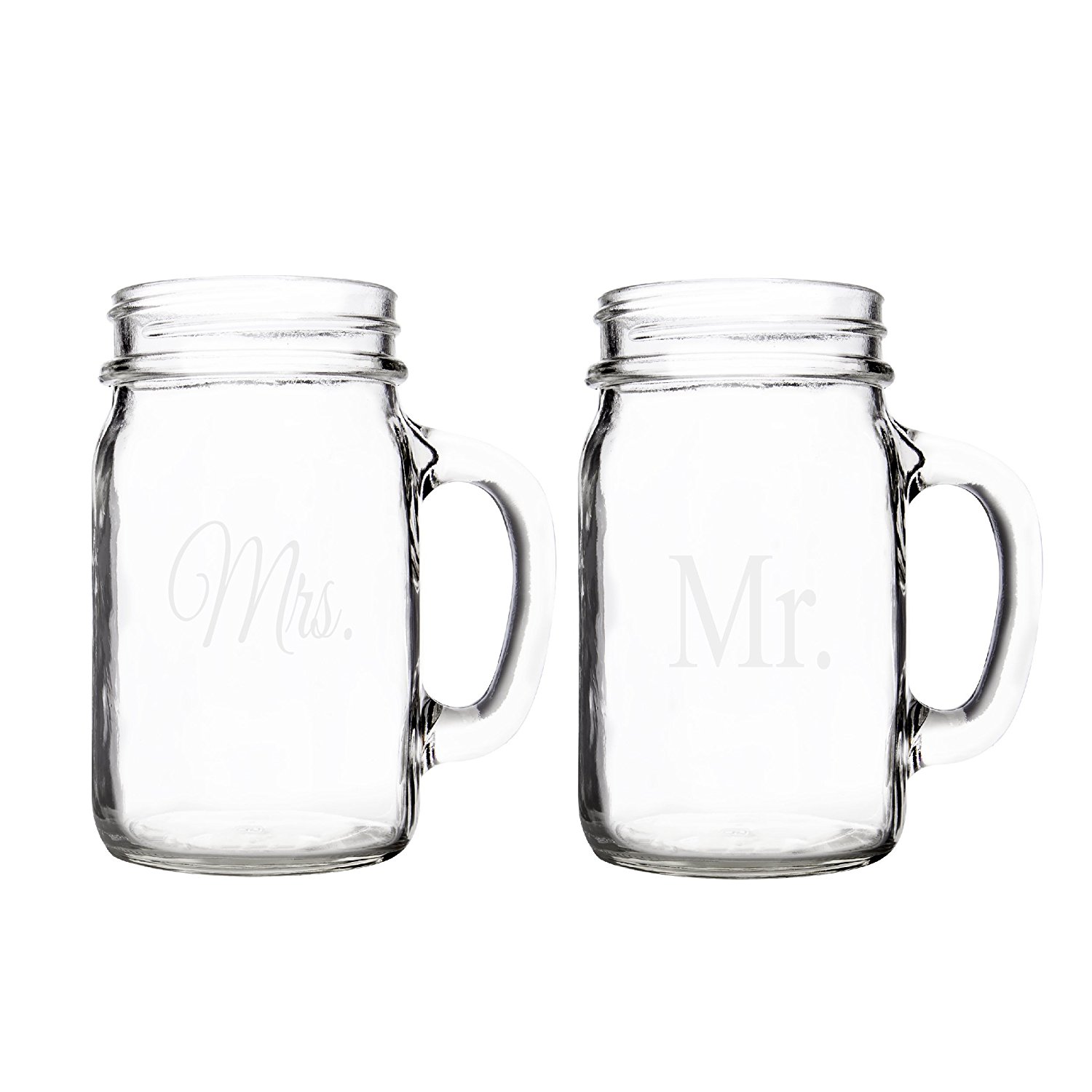 Cathy's Concepts Mr. and Mrs. Old Fashioned Drinking Jar Set, Clear ...