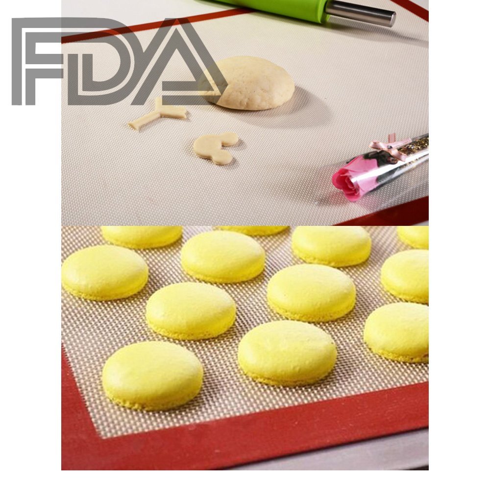 Silicone Baking Mat, Set of 2, Non-stick Reusable Baking Liner, Macaron ...