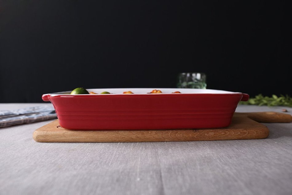 ISHOP-Tech Oblong Rectangular Baking Dish Roasting Lasagna Pan,1200ml, Red, 12" N6 free image ...