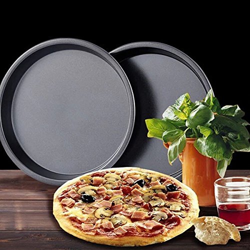 "Round Aluminum Alloy Pizza Pan Non-Stick Oven Baking Mould Cake Pastry ...