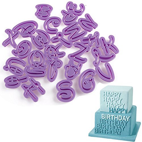 Delight eShop 26Pcs Purple Alphabet Fondant Letters Plastic Cake Cookie ...