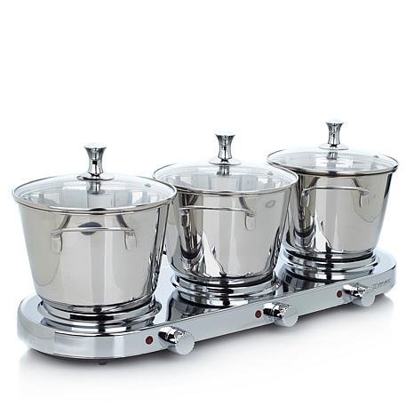 8-piece Stainless Triple Burner Buffet Set with (3) 3.5qt Casserole ...
