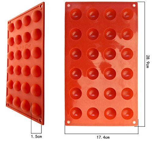 24 Semicircle Chocolate Molds, Single Hole 2.8cm, Silicone Cake Mold ...