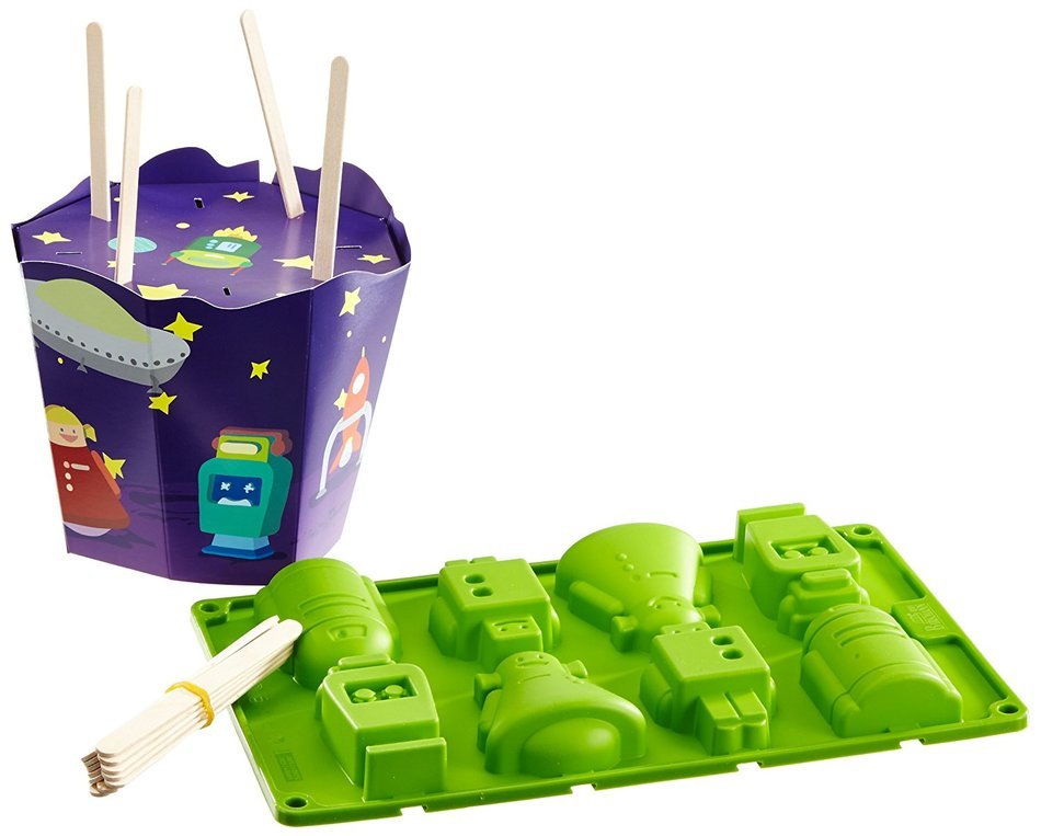 Birkmann RoboPops Robot Shaped Silicone Mold for Small Cakes on a Stick ...