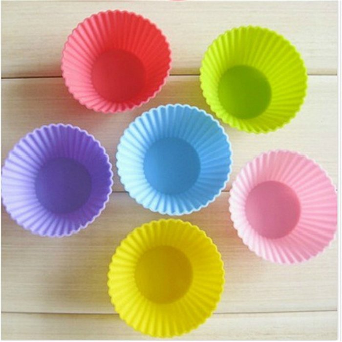 Drhob 12pcs/lot Mixed Colors Round Silicone Muffin Cases Cake Cupcake ...