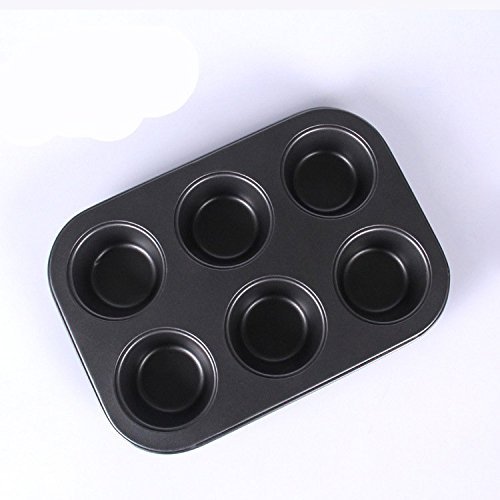 6 Cup Non Stick Carbon Steel Shallow Muffin Cake Baking Pan Tray Tin