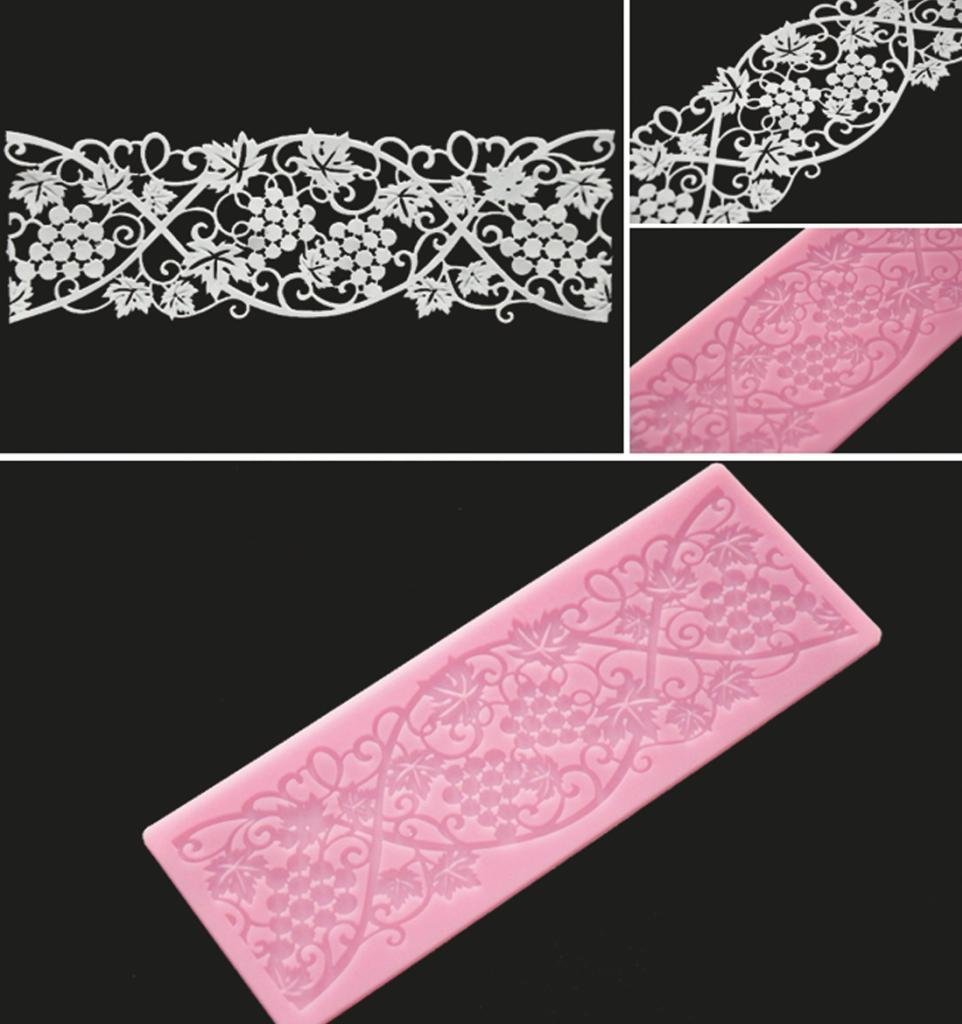 FOUR-C Sweet Lace Mat Cake Craft Silicone Mold Sugarcraft Tools Color Pink N2 free image download