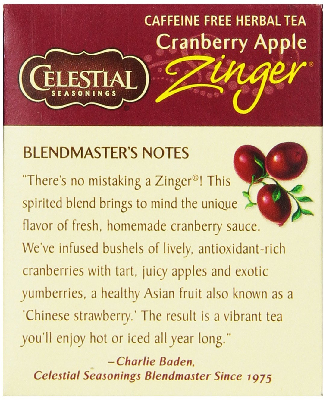Celestial Seasonings Wild Berry Zinger Herbal Tea, 20 Count (Pack of 6 ...