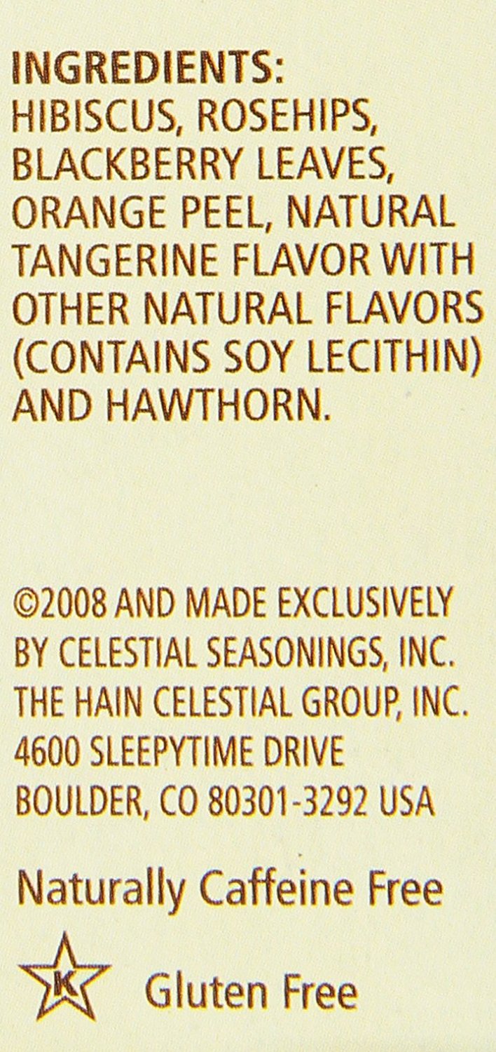 Celestial Seasonings Wild Berry Zinger Herbal Tea, 20 Count (Pack of 6 ...