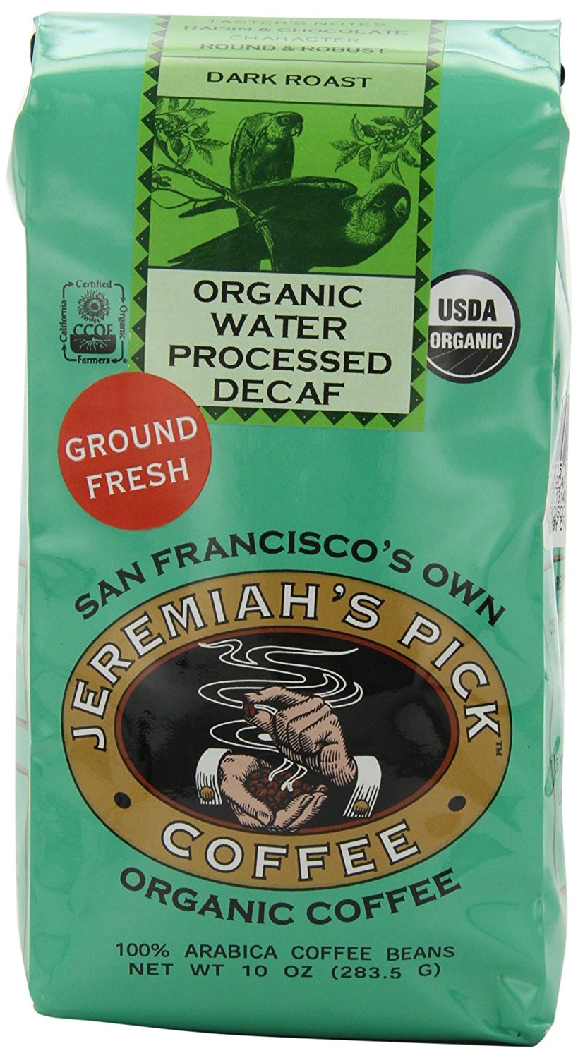 Jeremiah's Pick Coffee Organic Water Processed Dark Roast Decaf Ground ...