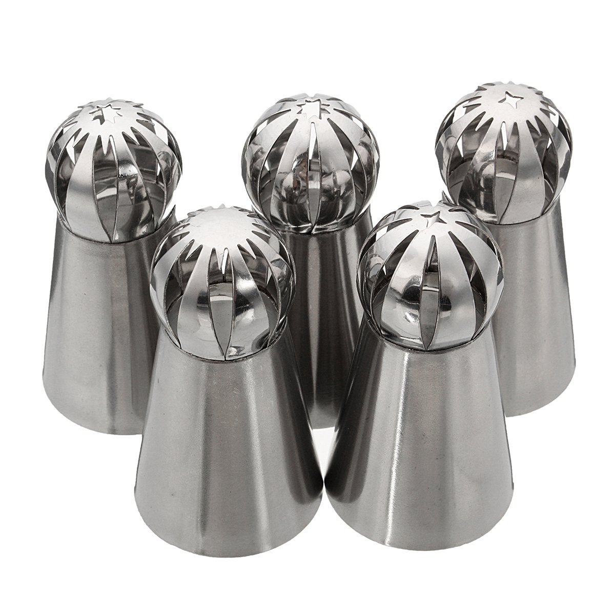 "5pcs Stainless Steel Sphere Ball Icing Piping Nozzle Cupcake Pastry ...