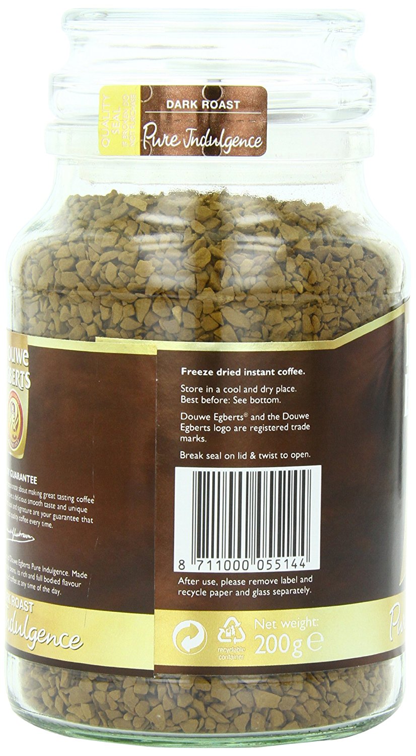 Douwe Egberts Pure Indulgence Instant Coffee in Jar, Dark Roast, 7.05 ...