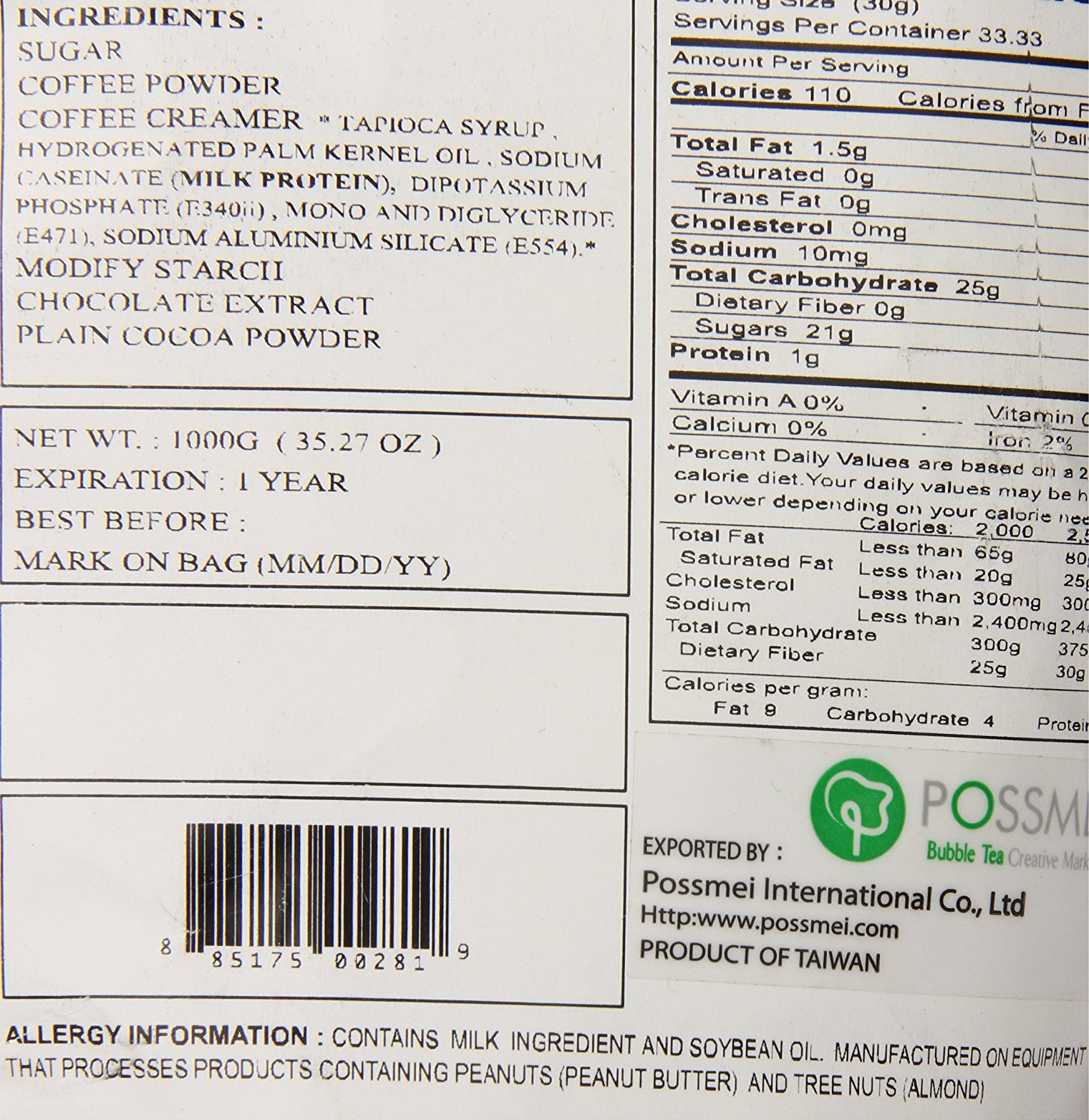 Possmei Bubble Tea Mix Instant Powder, Taro, 2.2 Pound N10 free image ...