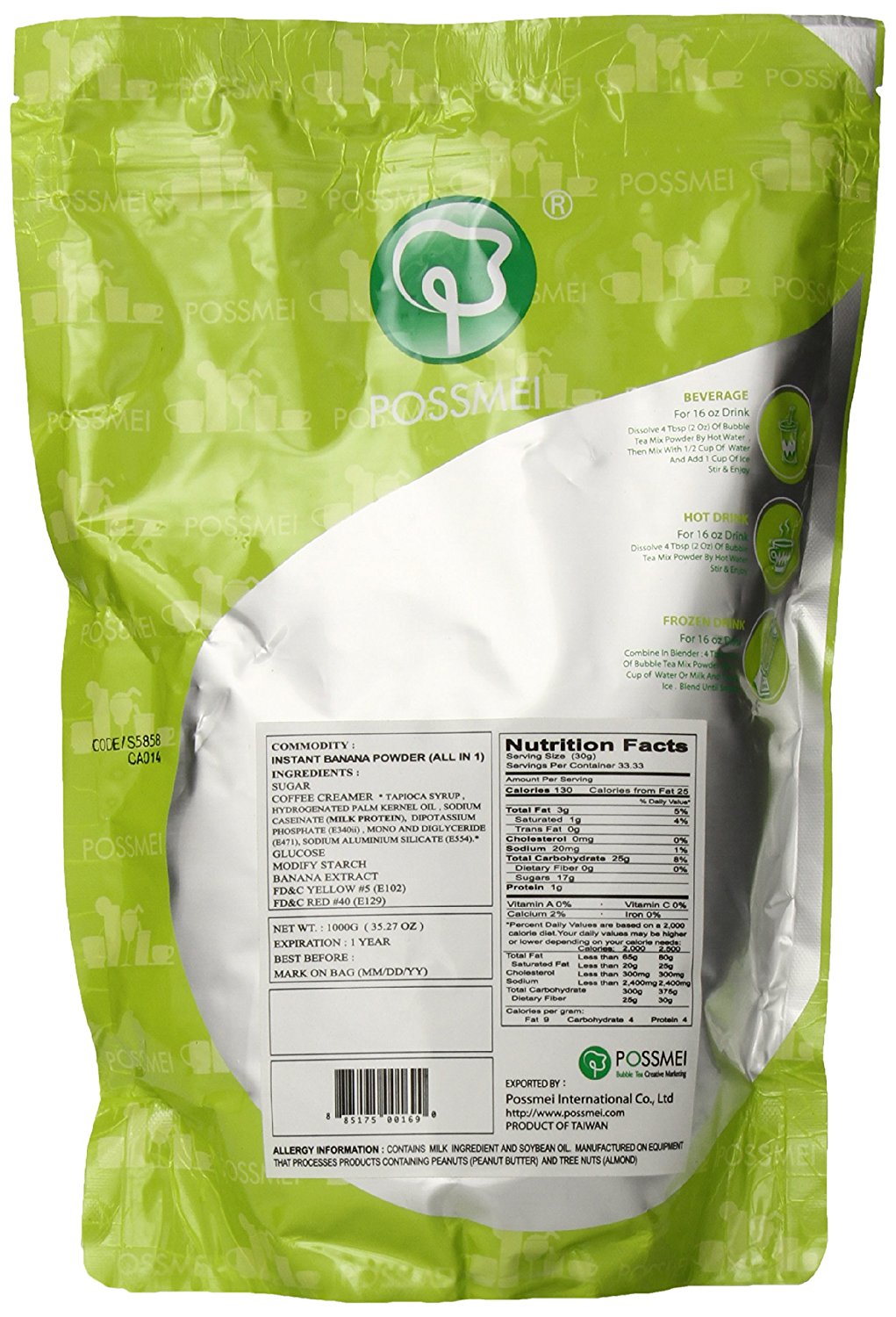 Possmei Bubble Tea Mix Instant Powder, Taro, 2.2 Pound N12 free image ...