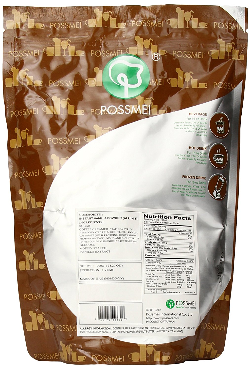 Possmei Bubble Tea Mix Instant Powder, Taro, 2.2 Pound N23 free image ...