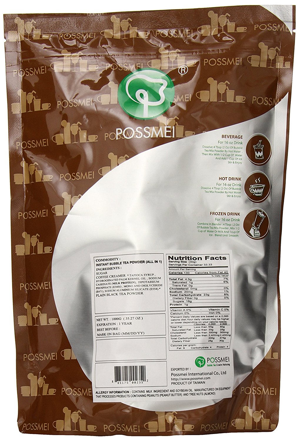 Possmei Bubble Tea Mix Instant Powder, Taro, 2.2 Pound N42 free image ...