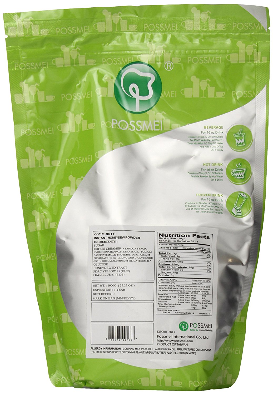 Possmei Bubble Tea Mix Instant Powder, Taro, 2.2 Pound N48 free image ...