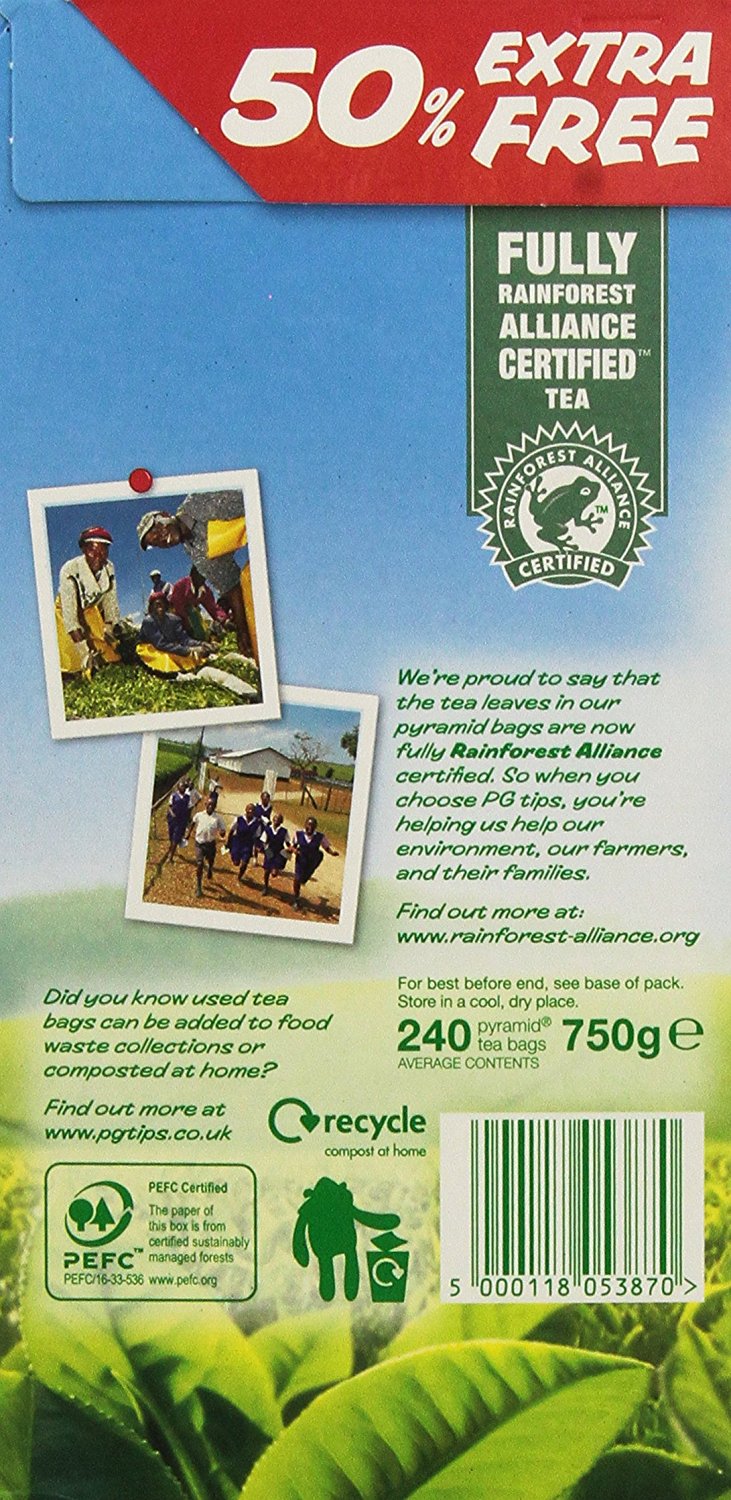 Pg Tips 240 Bags 2pk (160 Bags +80 Bags Free)- 480 teabags total. N2 ...