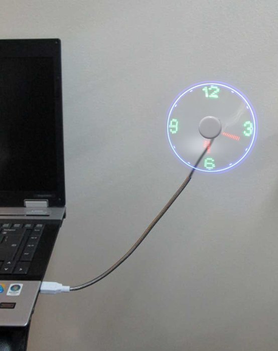 PowerTRC USB LED Clock Fan with Real Time Display Function free image ...