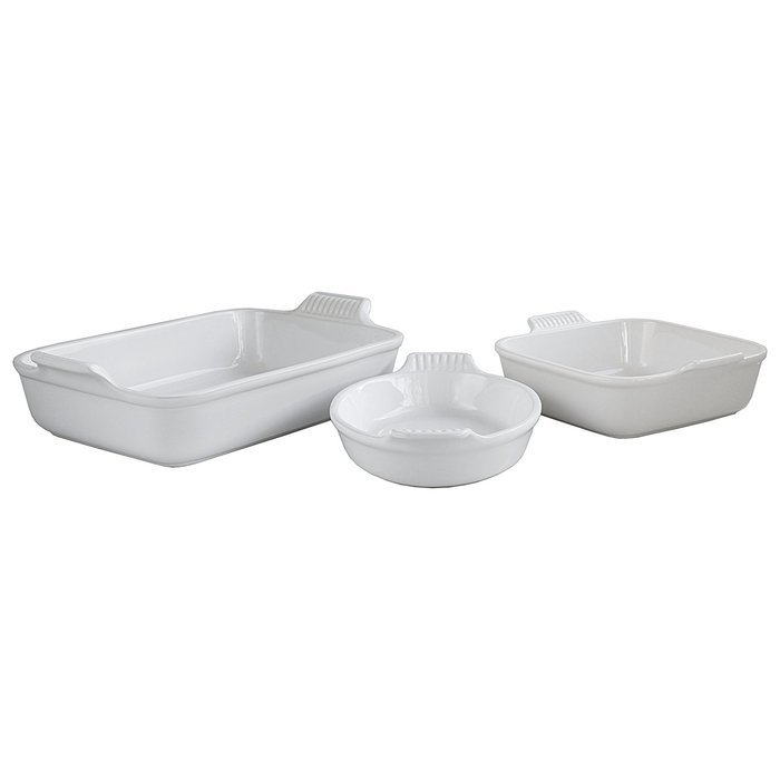 Le Creuset Heritage White Stoneware 3 Piece Bakeware Set Free Image