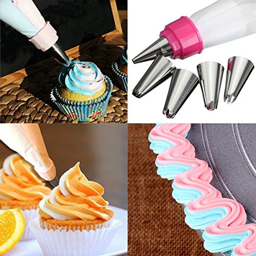 "5Pcs Stainless Steel Nozzles Dual Color Icing Piping Bag Cake ...
