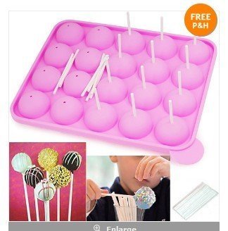 Autek 20 Silicone Tray Pop Cake Stick Mould Lollipop Cupcake Baking ...