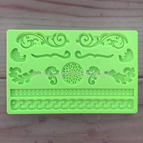 Green Floral Silicone Embossing Mold Gum Paste Fondant Cake Lace ...