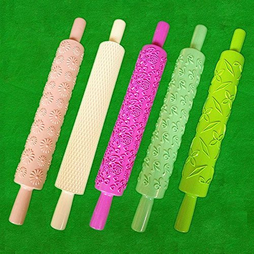 RadiantOrchid 1Pc Colorful Rolling Pin Fondant Cake Sugarcraft Embossed ...