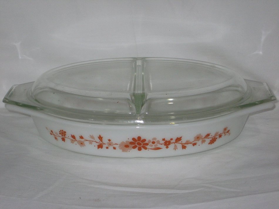 2 Piece Set - Vintage 1965 Pyrex Floral Promotional 1 1/2 Quart Divided ...
