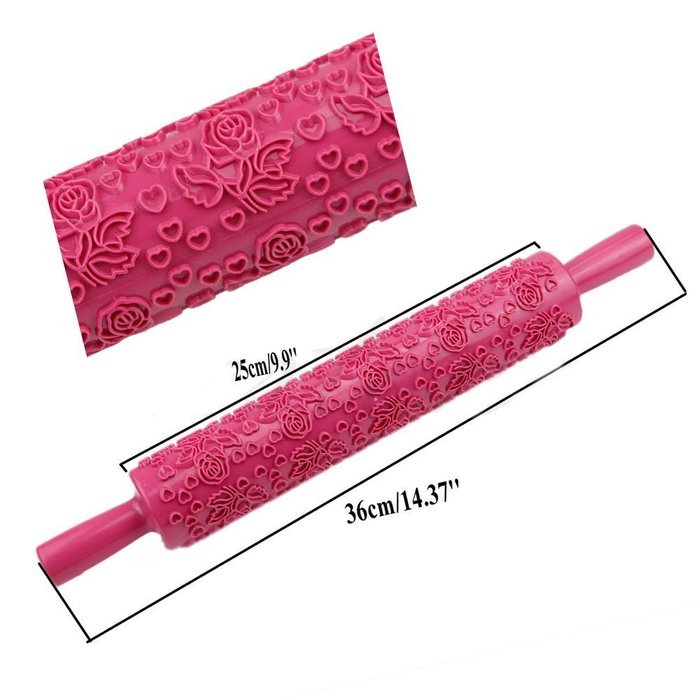 Rolling Pin Fondant Cake Sugarcraft Embossed Decorating Mold Gum Paste ...