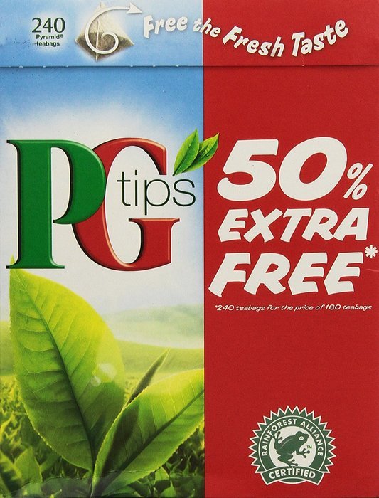 Pg Tips 240 Bags 2pk (160 Bags +80 Bags Free)- 480 teabags total. free ...