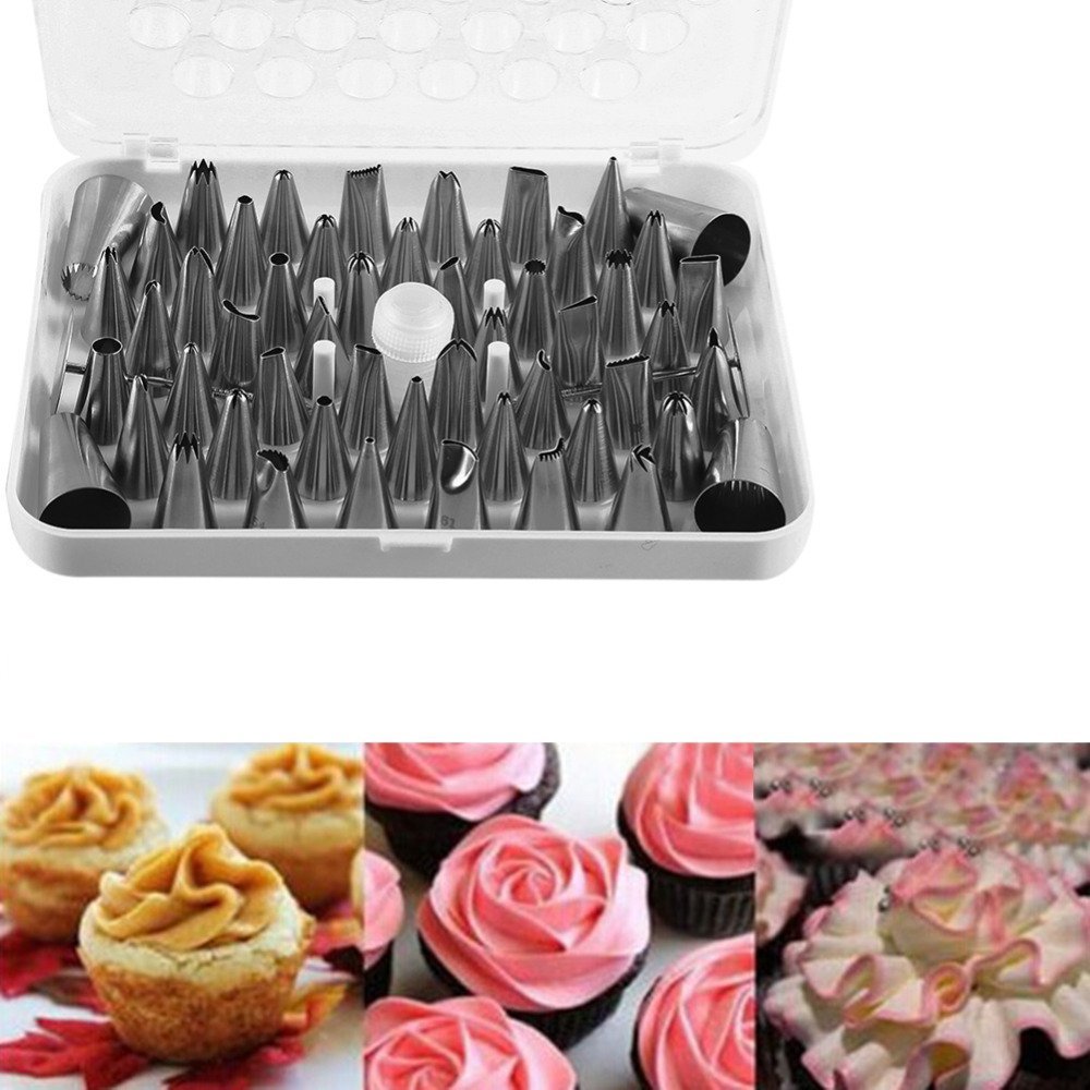 52Pcs Icing Piping Nozzle Bag Cake Decorating Sugarcraft Pastry Tip ...