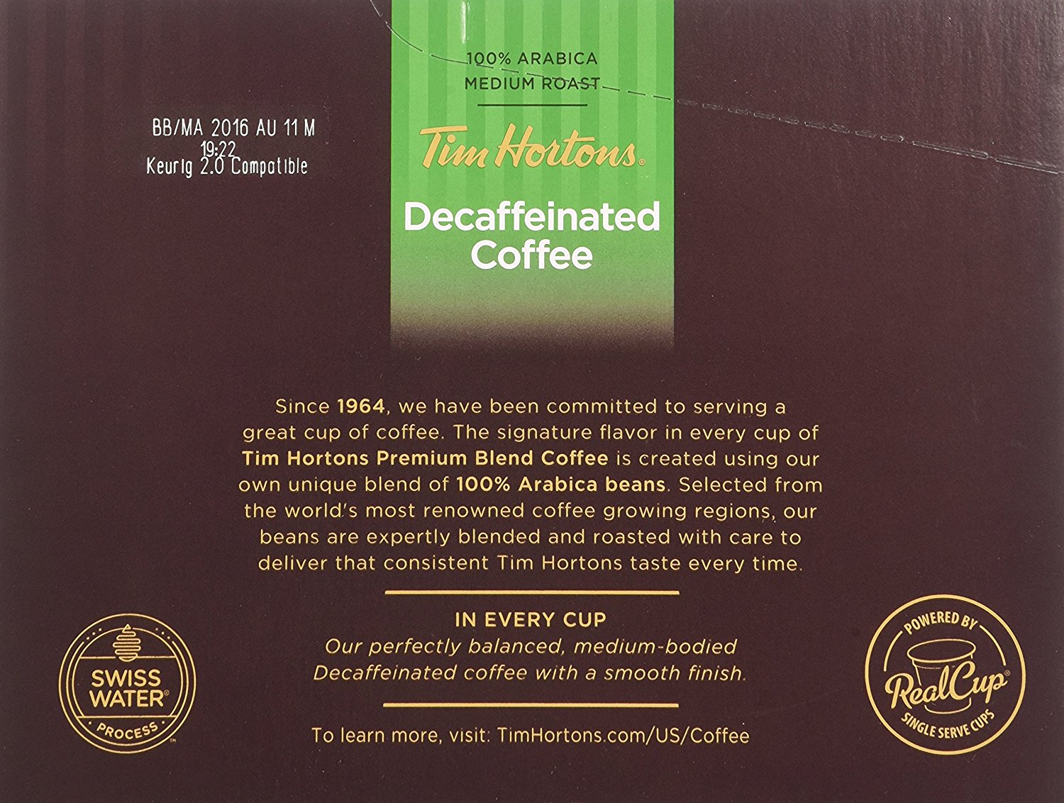 Tim Hortons DECAF Single Serve Coffee 48 Count N5 free image download