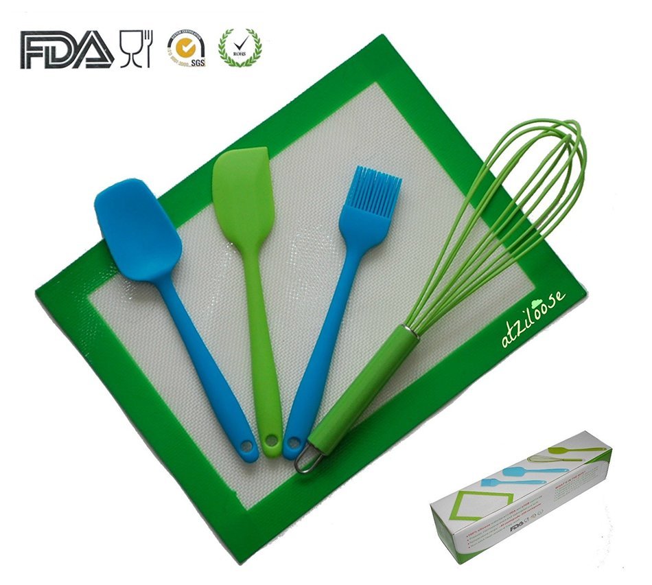 Silicone Baking Utensil Set (5 Pieces) Packaged in Gift Box (Blue ...