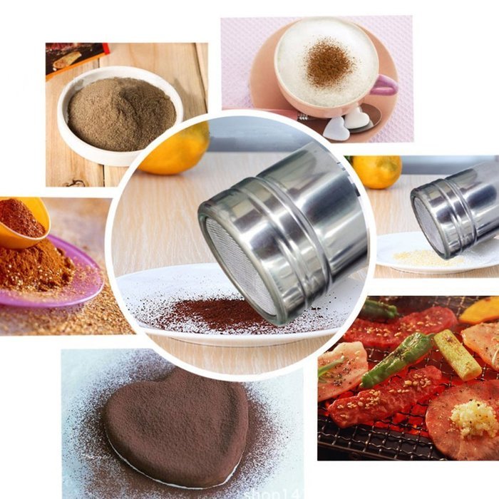 Kitchen Stainless Steel baking Mesh Shaker Icing Sugar Powder Cocoa ...