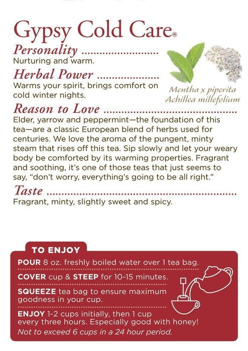 Traditional Medicinals Gypsy Cold Care Herbal Wrapped Tea Bags, 16 ct ...
