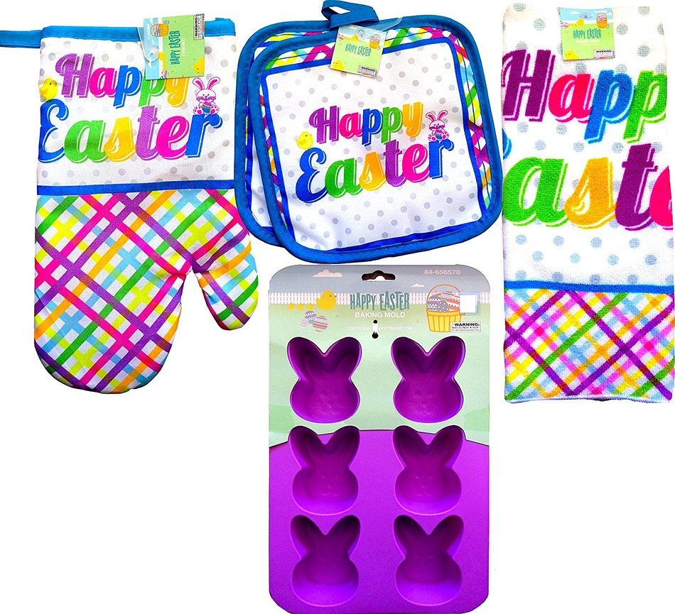 Happy Easter Kitchen Bakeware Supplies Bakeware Starter Set, Oven Mitt ...